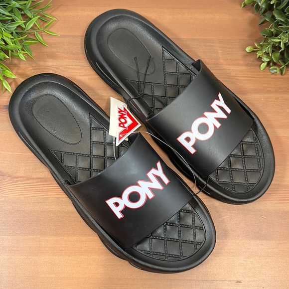 Pony | Shoes | Pony Mens Pool Slide Large Pony Logo Swim Sandals | Poshmark
